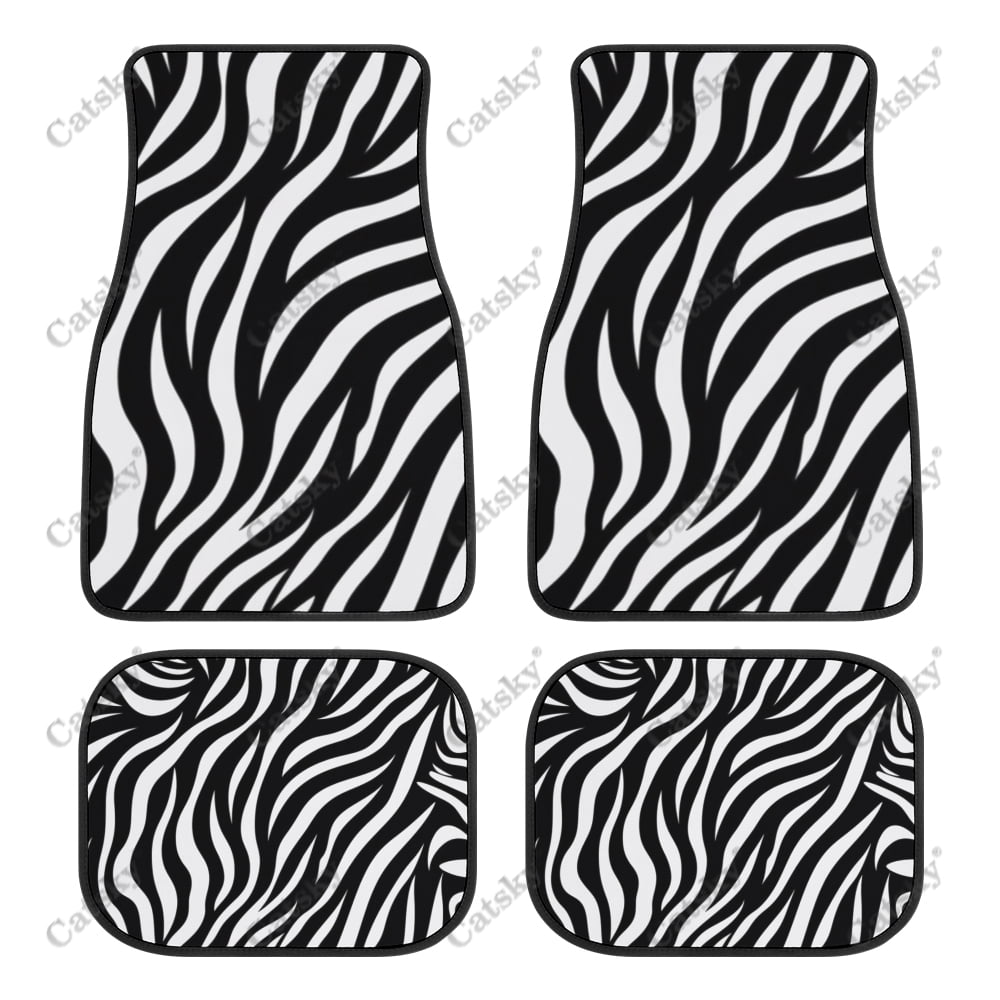 Black And White Zebra Car Auto Floor Mats Carpet 4PCS Customized Cars ...