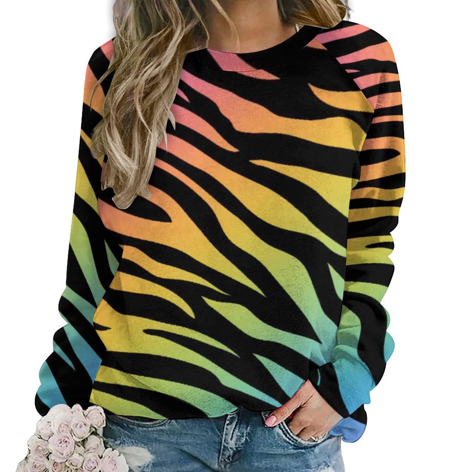 Black And White Zebra Hoodies Woman Long Sleeve Aperture Spiral Elegant ...