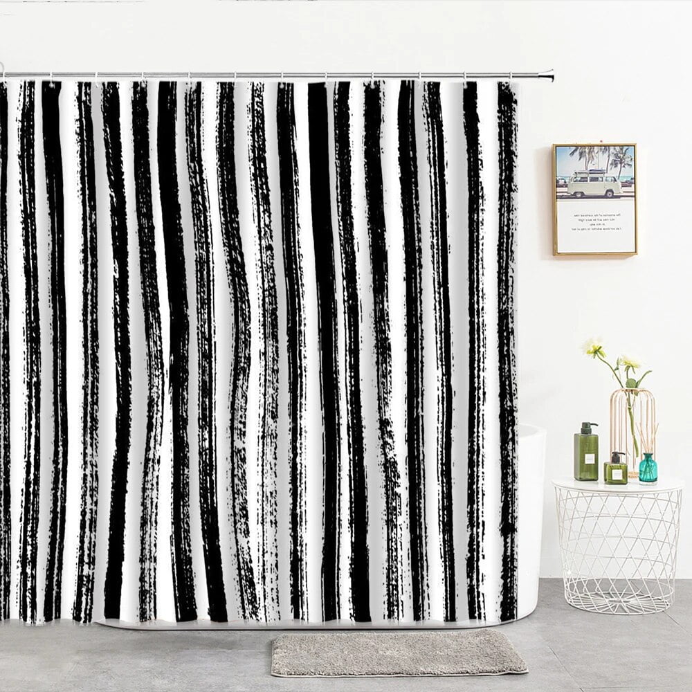 Black And White Zebra Pattern Shower Curtains Modern Simplicity