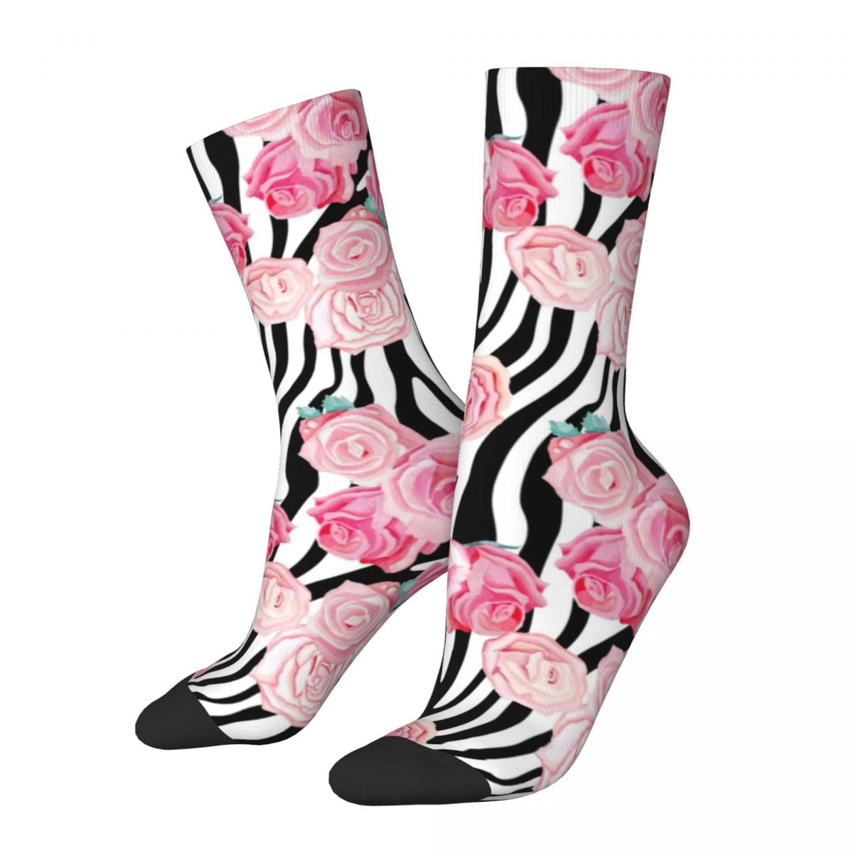 Black And White Zebra Socks Striped Trendy Stockings Ladies High ...