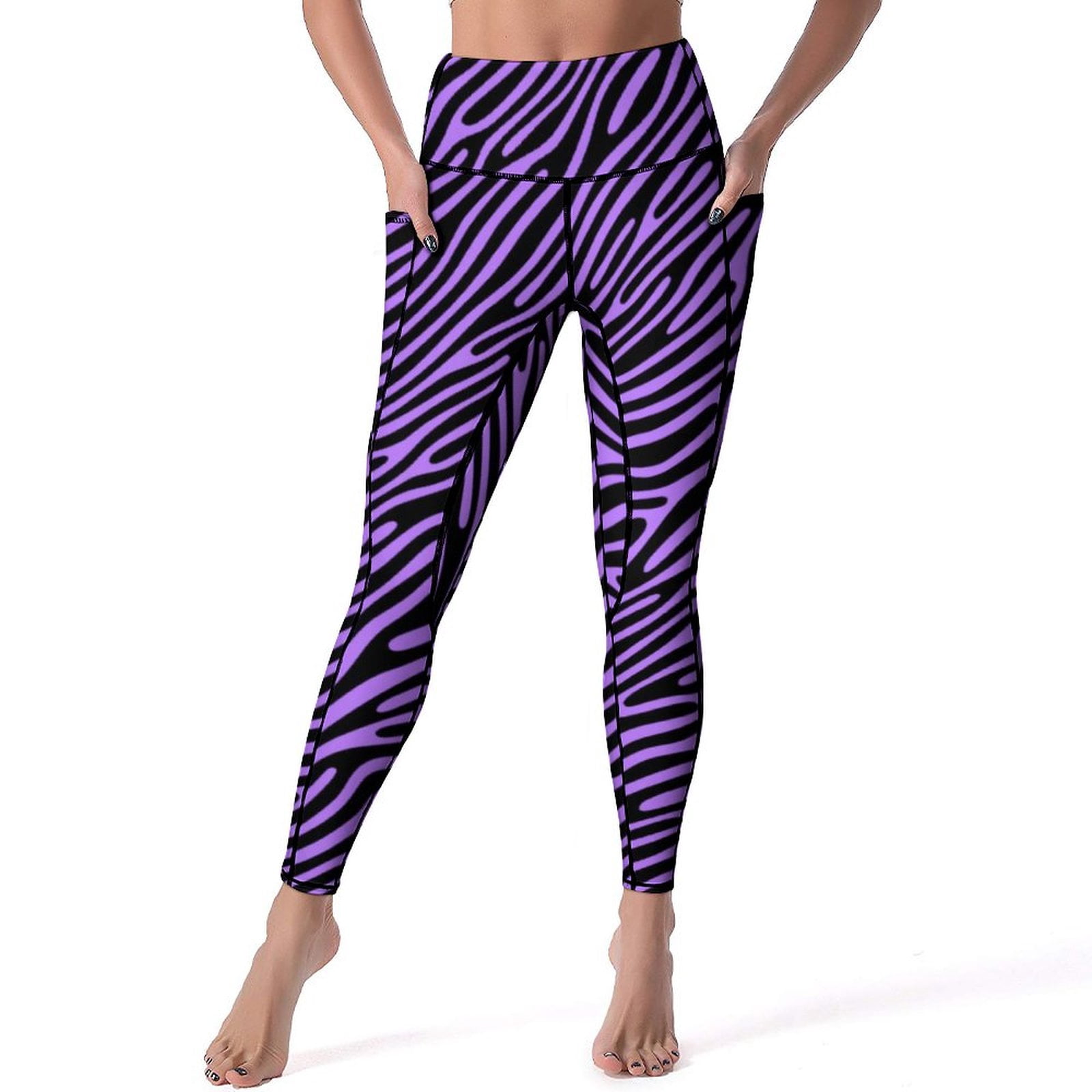 Black And White Zebra Yoga Pants Female Striped Print Leggings High ...