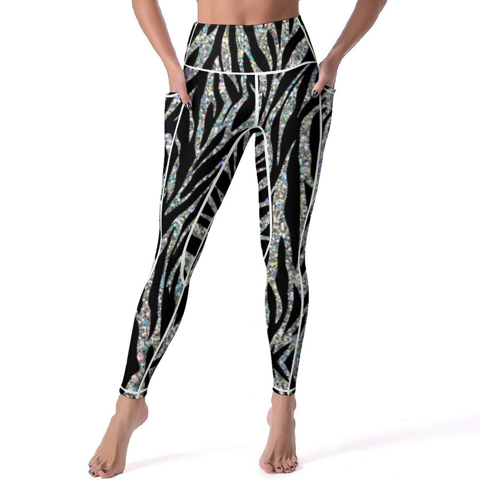 Black And White Zebra Yoga Pants Female Striped Print Leggings High ...