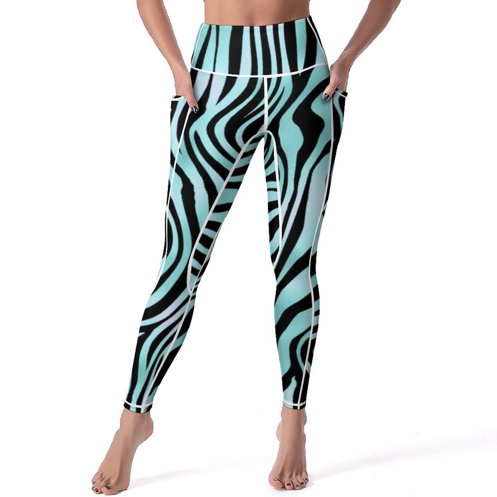 Black And White Zebra Yoga Pants Female Striped Print Leggings High ...