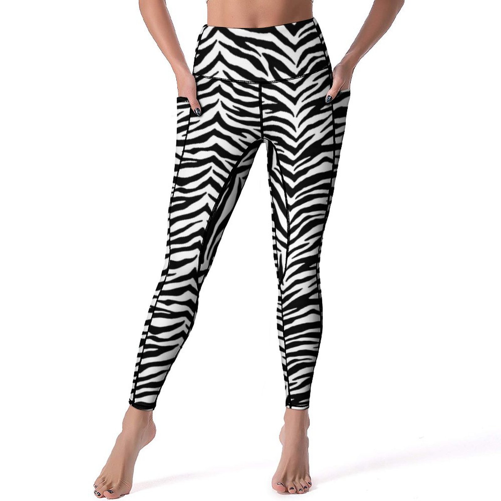 Black And White Zebra Yoga Pants Female Striped Print Leggings High ...