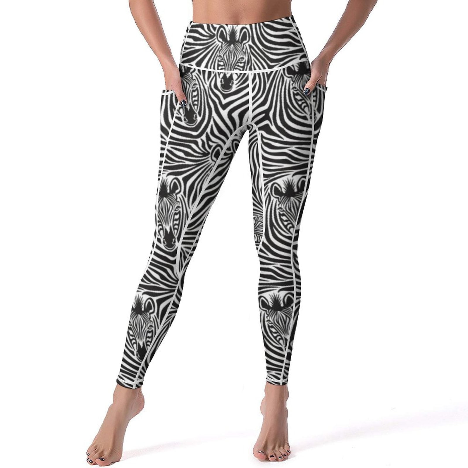 Black And White Zebra Yoga Pants Female Striped Print Leggings High ...