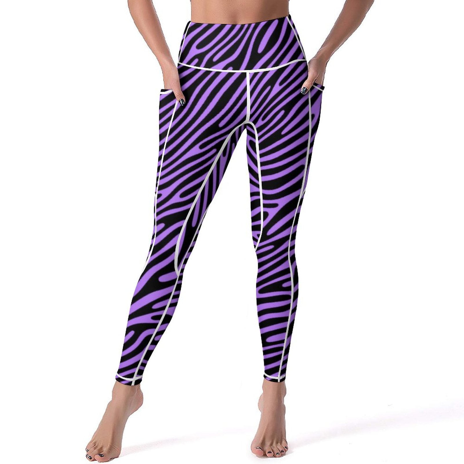 Black And White Zebra Yoga Pants Female Striped Print Leggings High ...