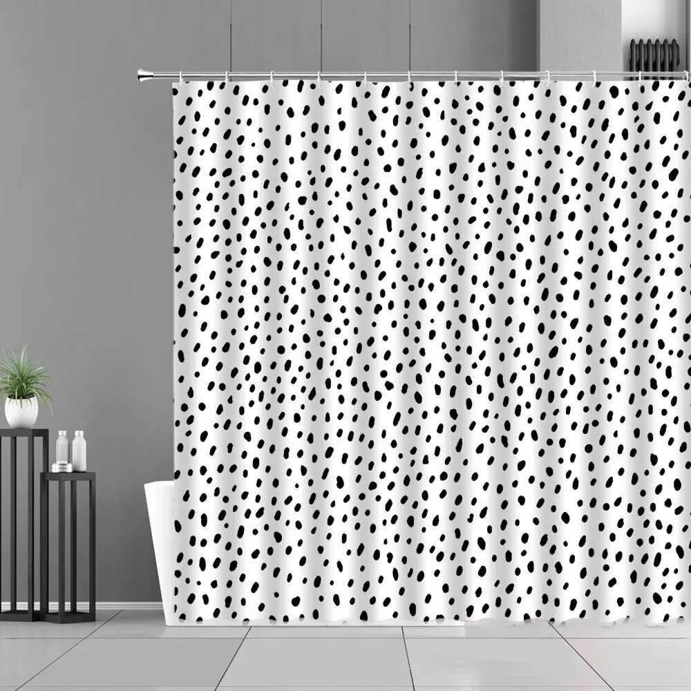 Black And White a Leaves Pattern Shower Curtains Geometry Stripes Lattice Waterproof Bathroom ...
