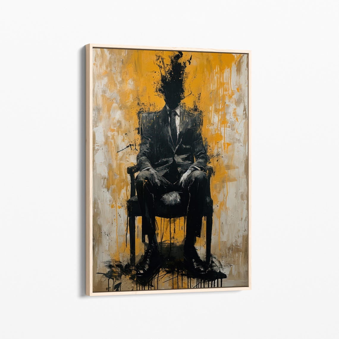 Black And Yellow Abstract Art Print - Surreal Human Inspired Gallery ...