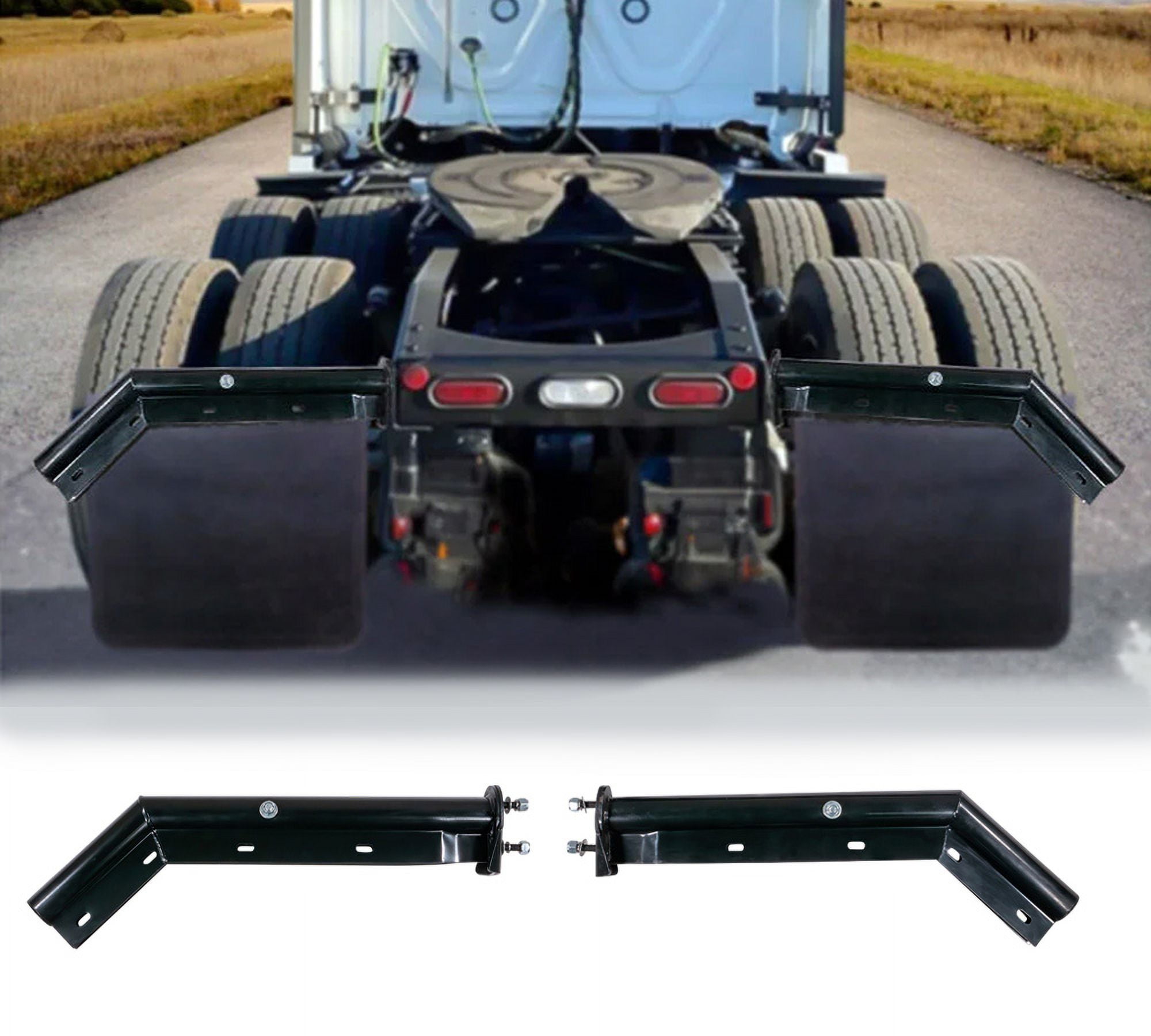 Black Angled Spring Loaded Mud Flap Hanger Bracket Set 28" Length - 2-1 ...