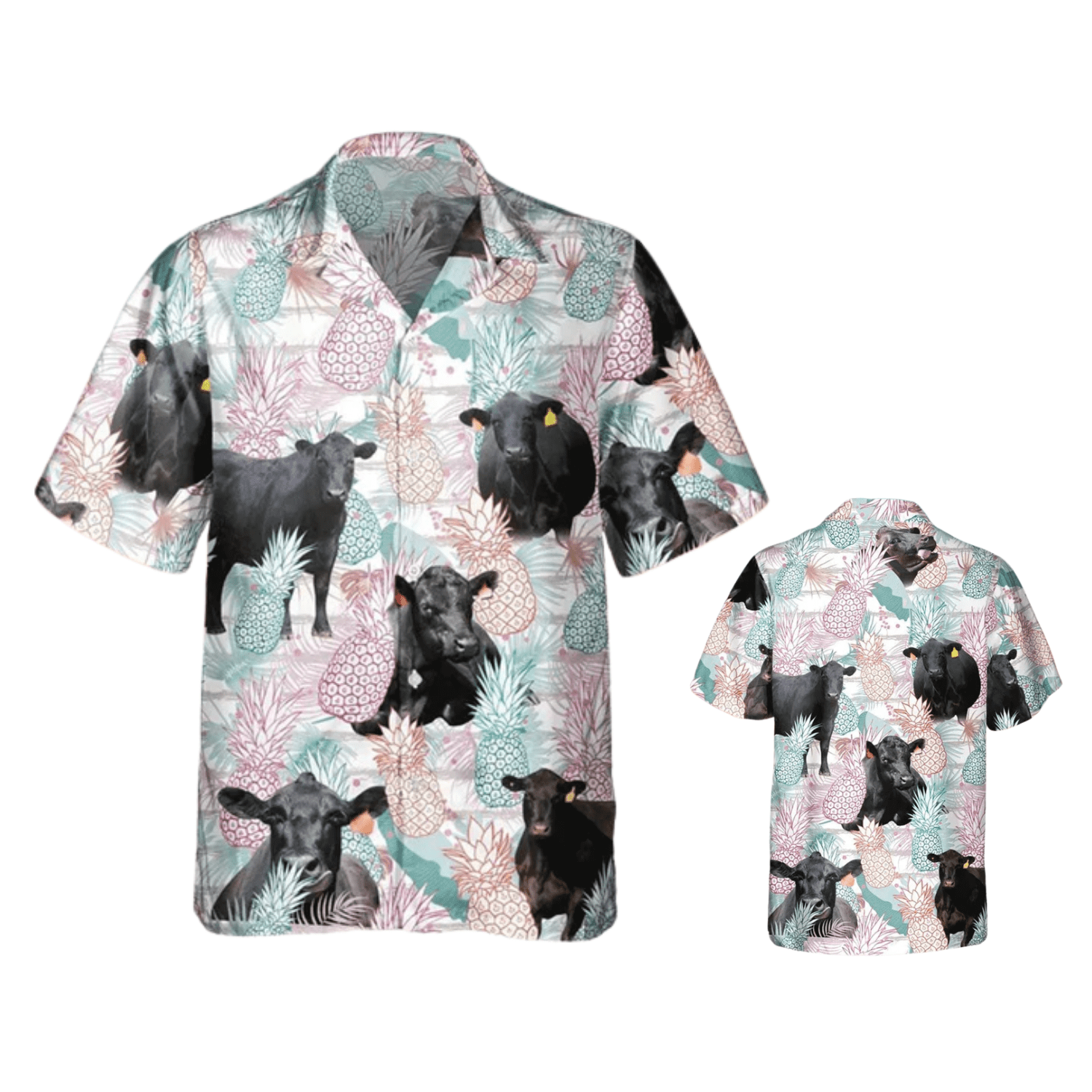 Black Angus And Pineapple Hawaiian Shirt, Black Angus Hawaii Aloha ...