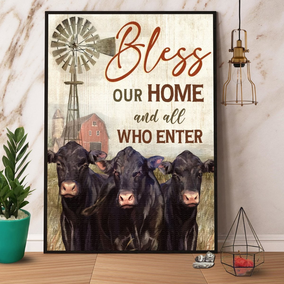 Black Angus Bless Our Home And All Who Enter Satin Poster Wall Art ...