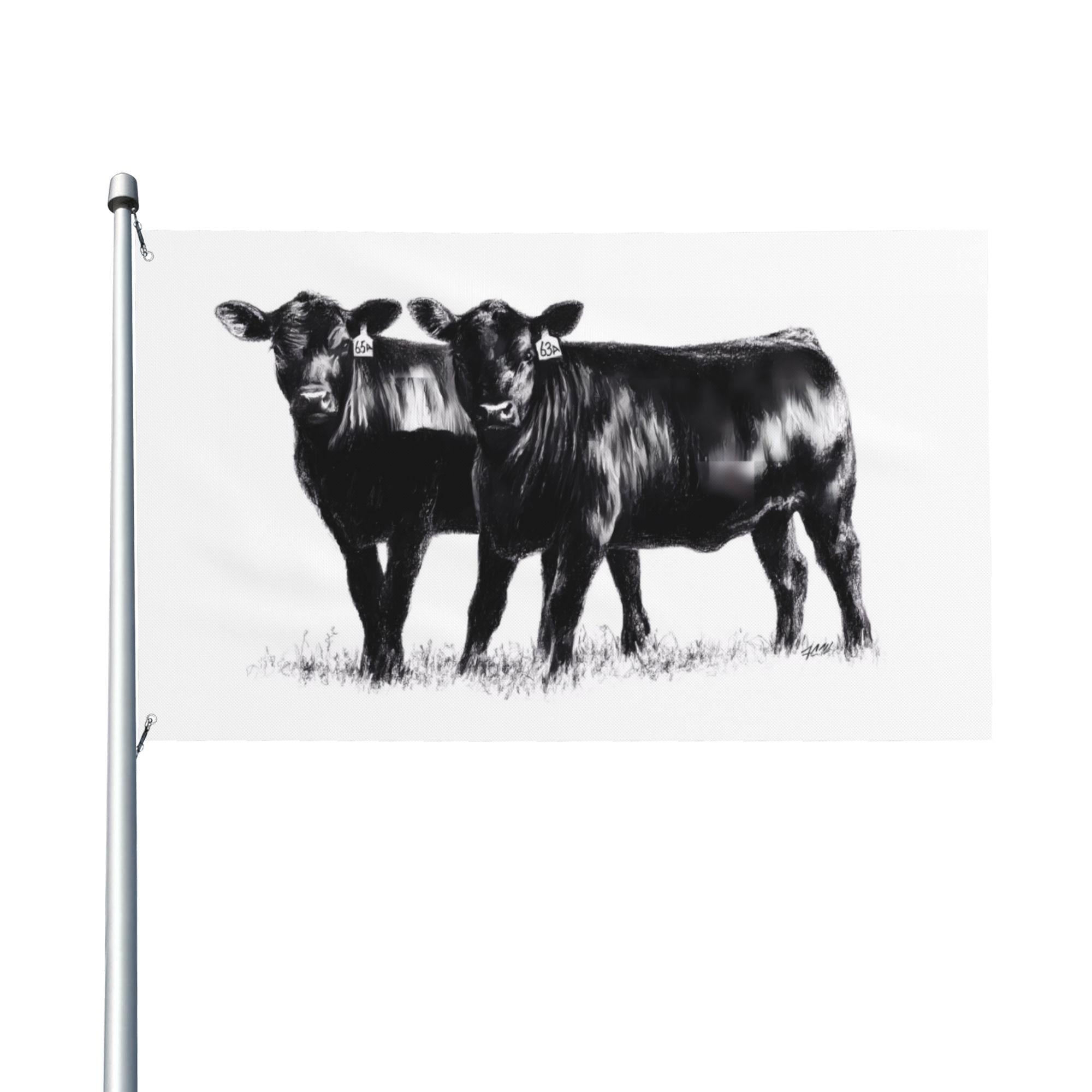 Black Angus Cattle Cow Flag For Indoor Home House Decor Durable Garden ...