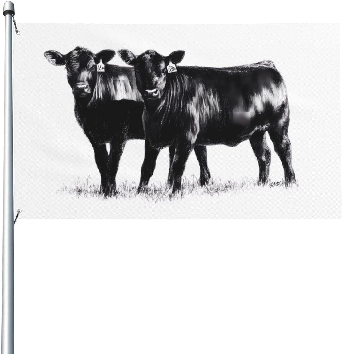 Black Angus Cattle Cow Flag For Indoor Home House Decor Durable Garden ...
