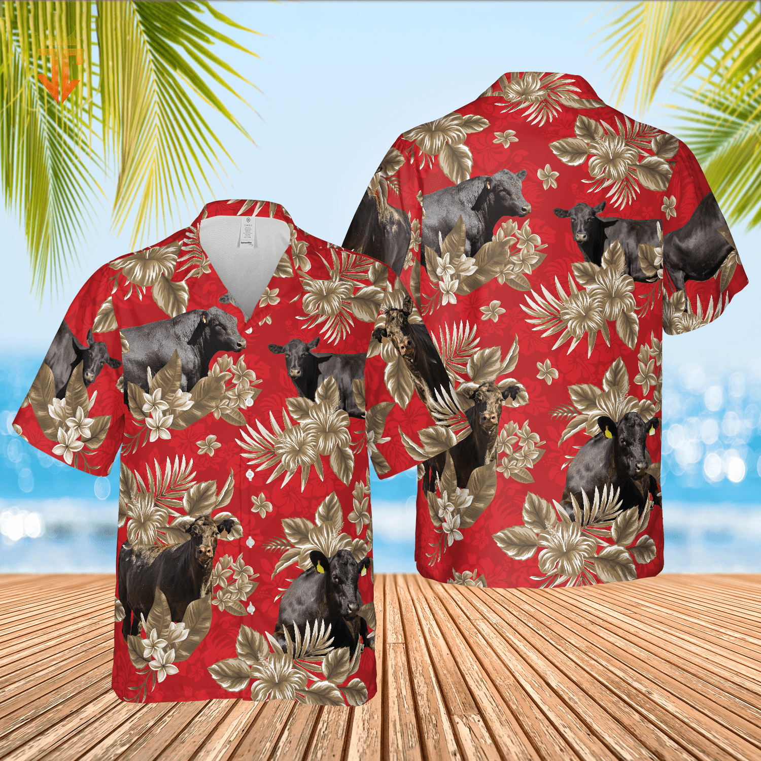 Black Angus Cattle Lovers Aloha Pattern All Over Printed Hawaiian Shirt ...