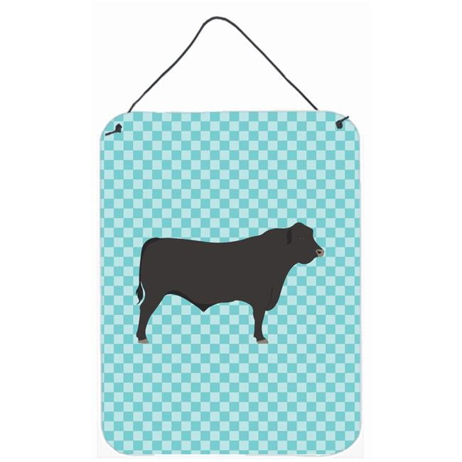 Black Angus Cow Blue Check Wall or Door Hanging Prints - 12 x 16 in ...