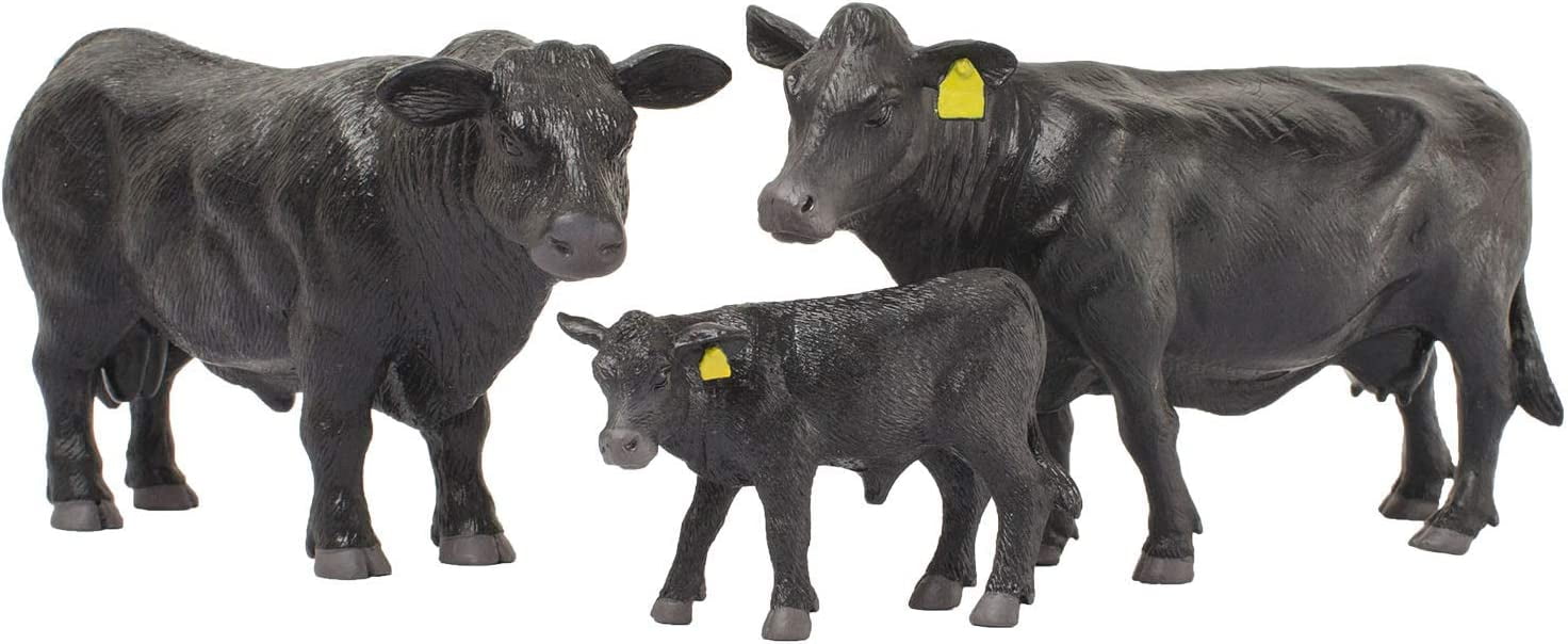 Black Angus Family Set - Angus Cow, Bull, and Calf; 1/16th Scale ...