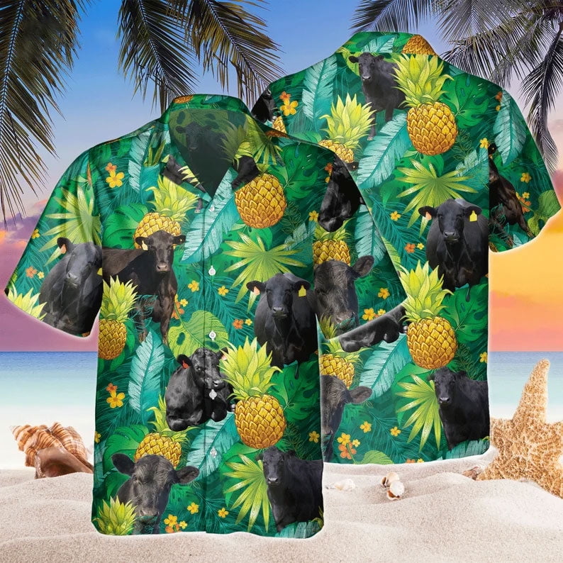 Black Angus Pineapple Hawaiian All Over Printed Hawaiian Shirt ...