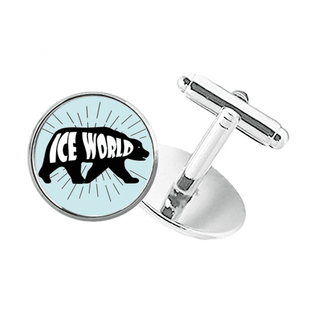 Black Animal Bear Outline Natural Round Button Cuff Clip Stud Cufflinks ...