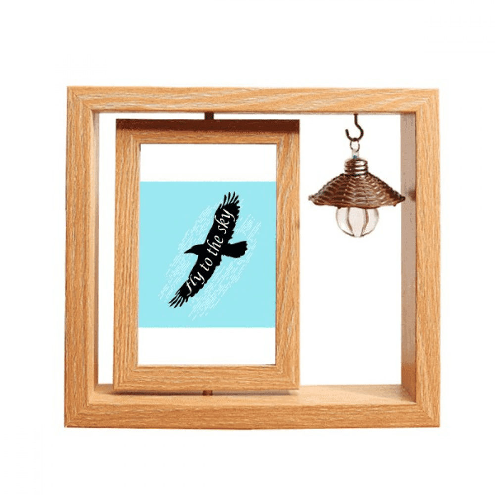 Black Animal Eagle Outline Natural Wooden Rotating Picture Photo Frame ...