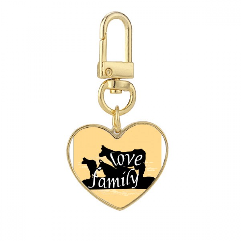 Black Animal Hyena Outline Natural Gold Heart Keychain Metal Keyring ...