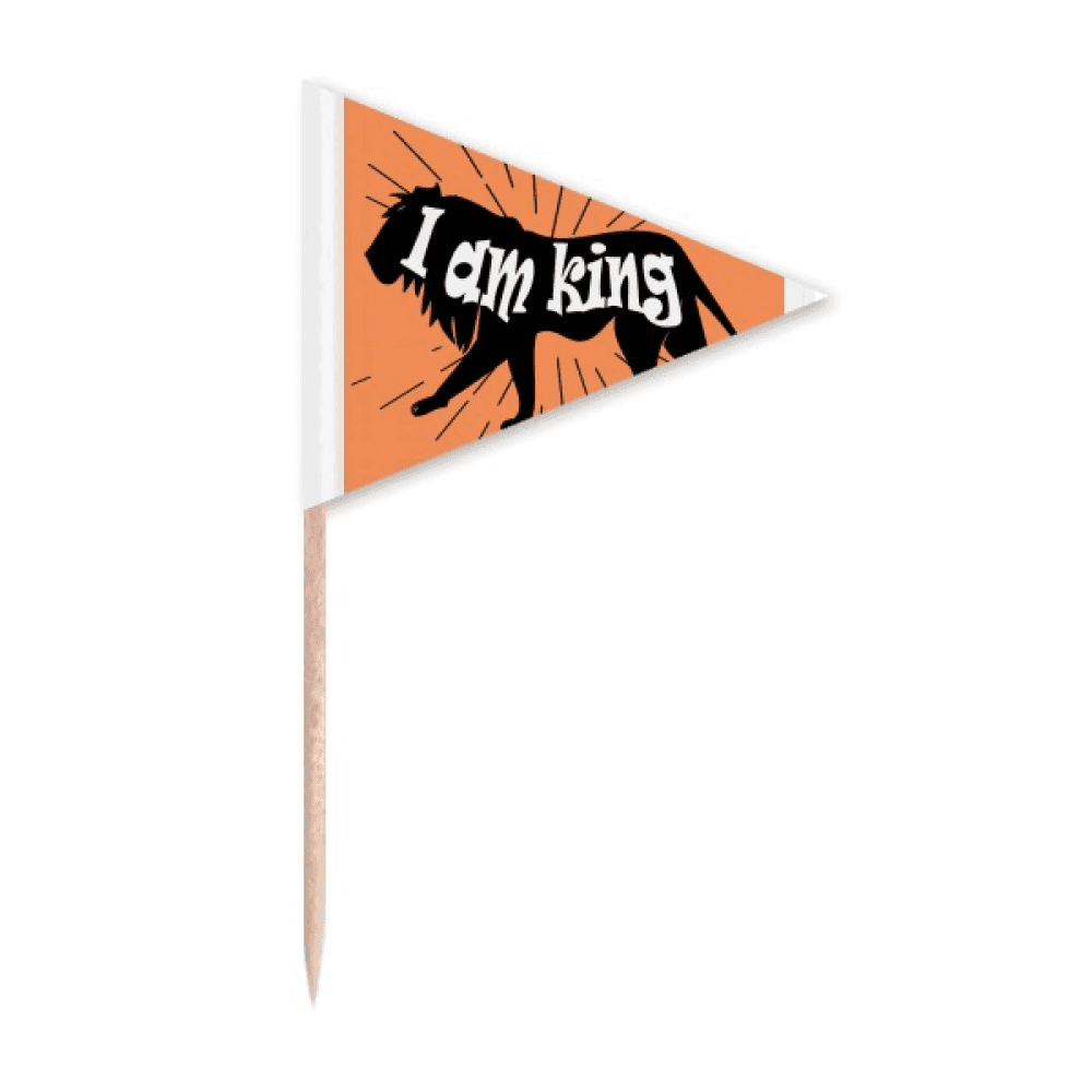 Black Animal Lion Outline Natural Toothpick Triangle Cupcake Toppers ...