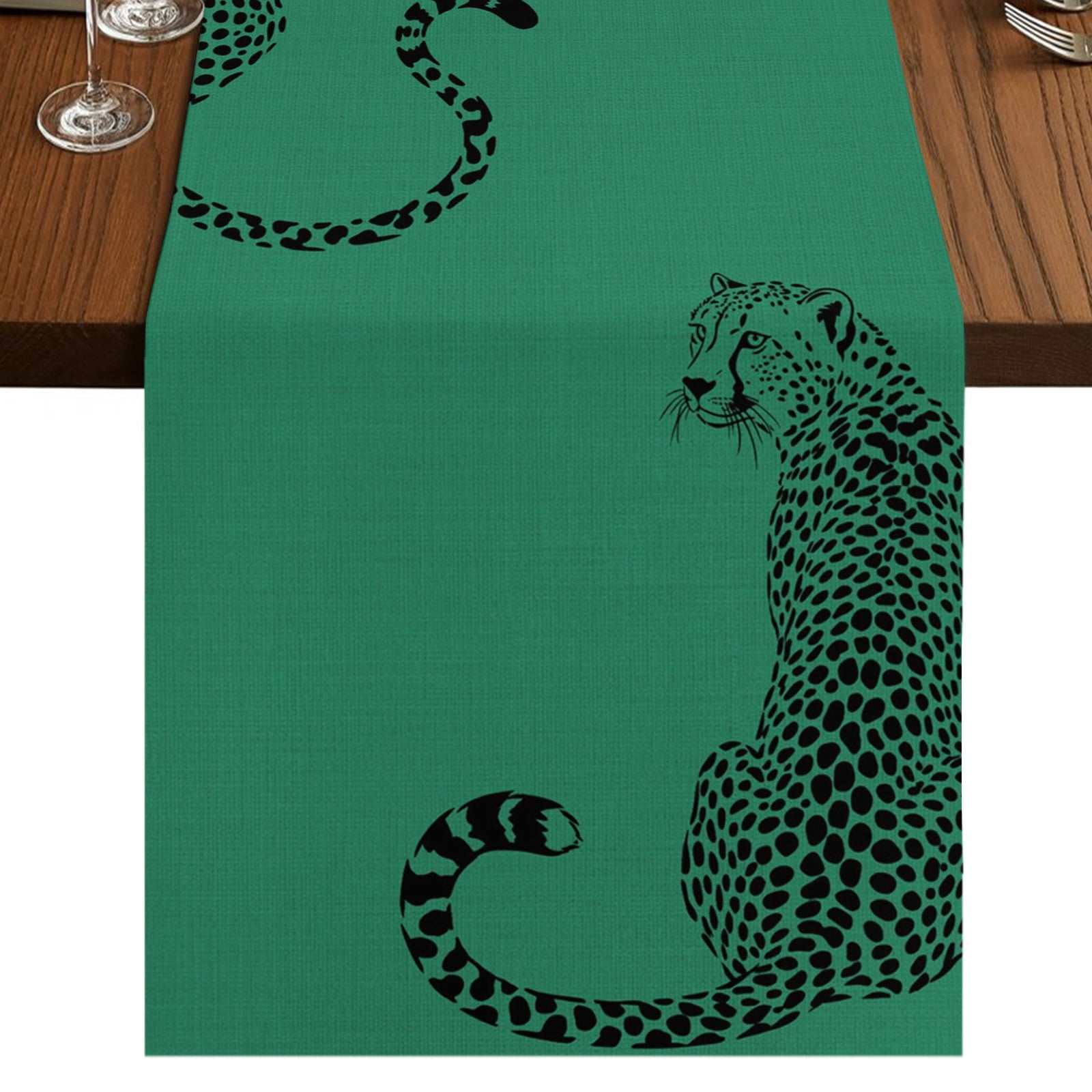 Black Animals Prints Burlap Cotton Table Runner 14x72 Inches Long ...