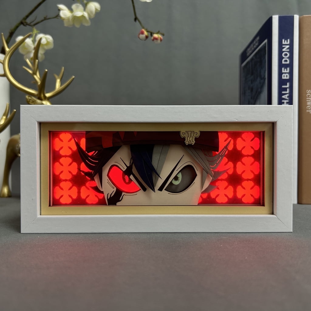 Black Anime Clover 3D Anime Asta Figure 7-Color Changing Night Light ...