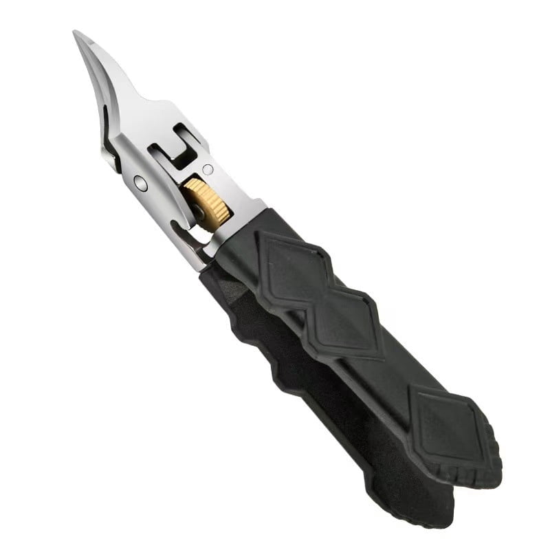 Black Anti-Slip Grip Gear Lock Nail Clipper Set with Ultra-Sharp Tips ...