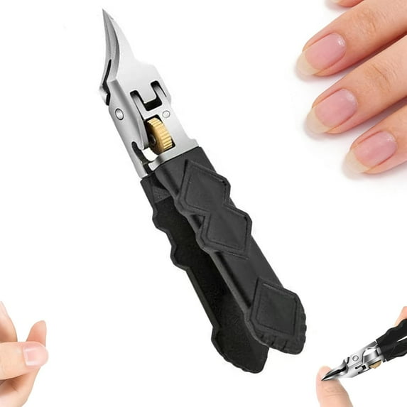 Black Anti-Slip Grip Gear Lock Nail Clipper Set with Ultra-Sharp Tips ...