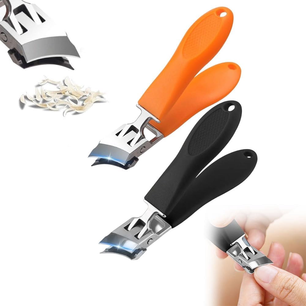 Black Anti-Slip Grip Gear Lock Nail Clipper Set, Wide Jaw Opening Anti ...
