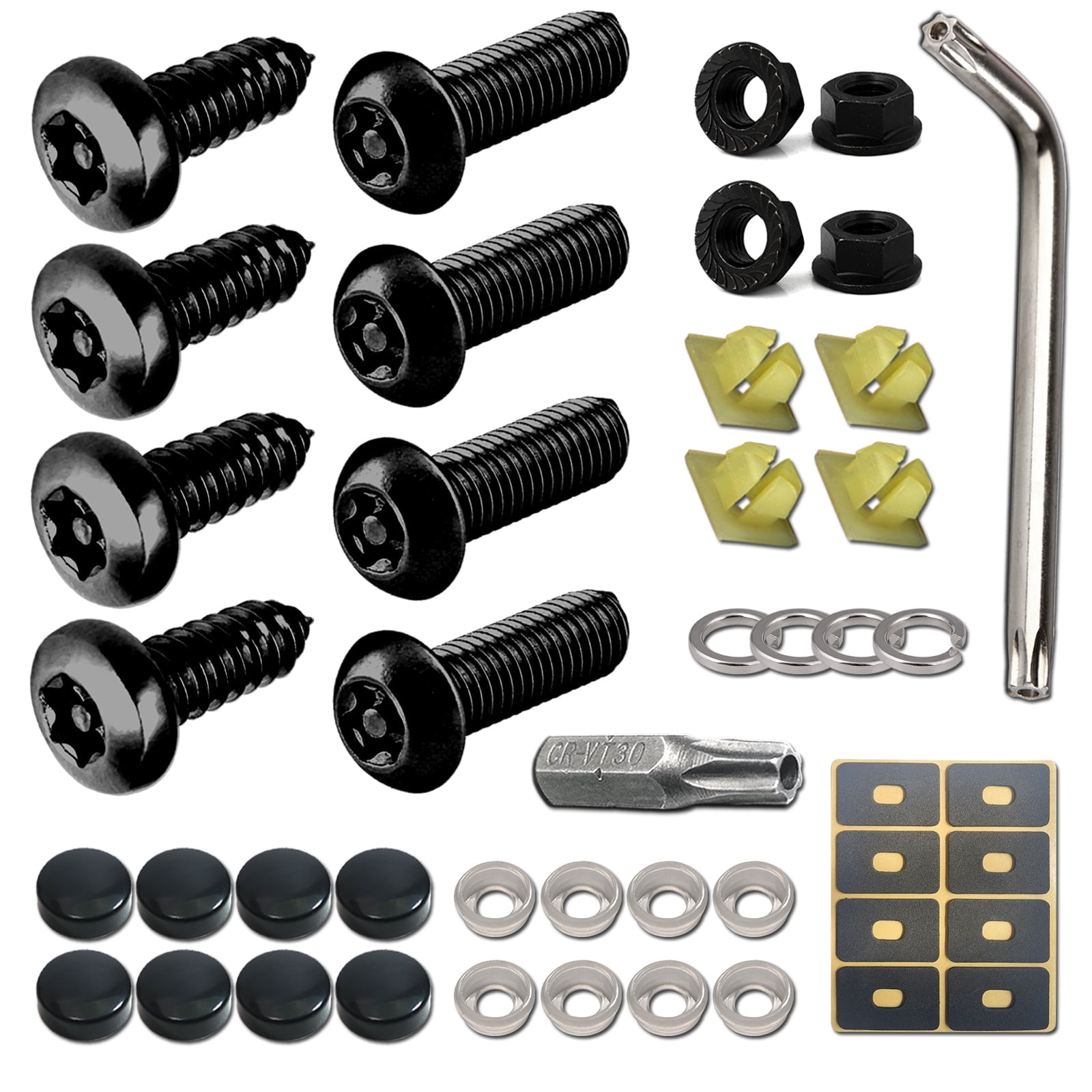 Black Anti Theft License Plate Screws- M6 Stainless Steel Security ...