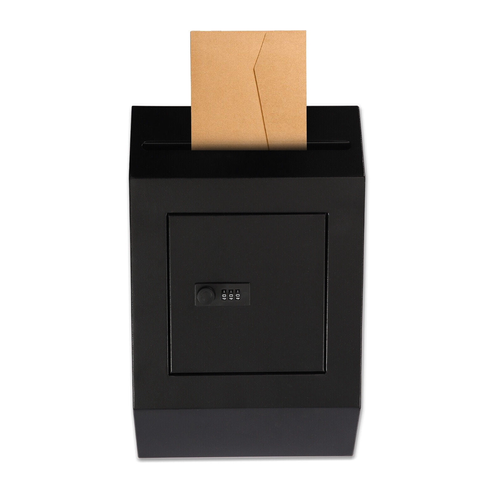 Black Anti-Theft Steel Mailbox Key Drop Box Front Locking Cabinet ...