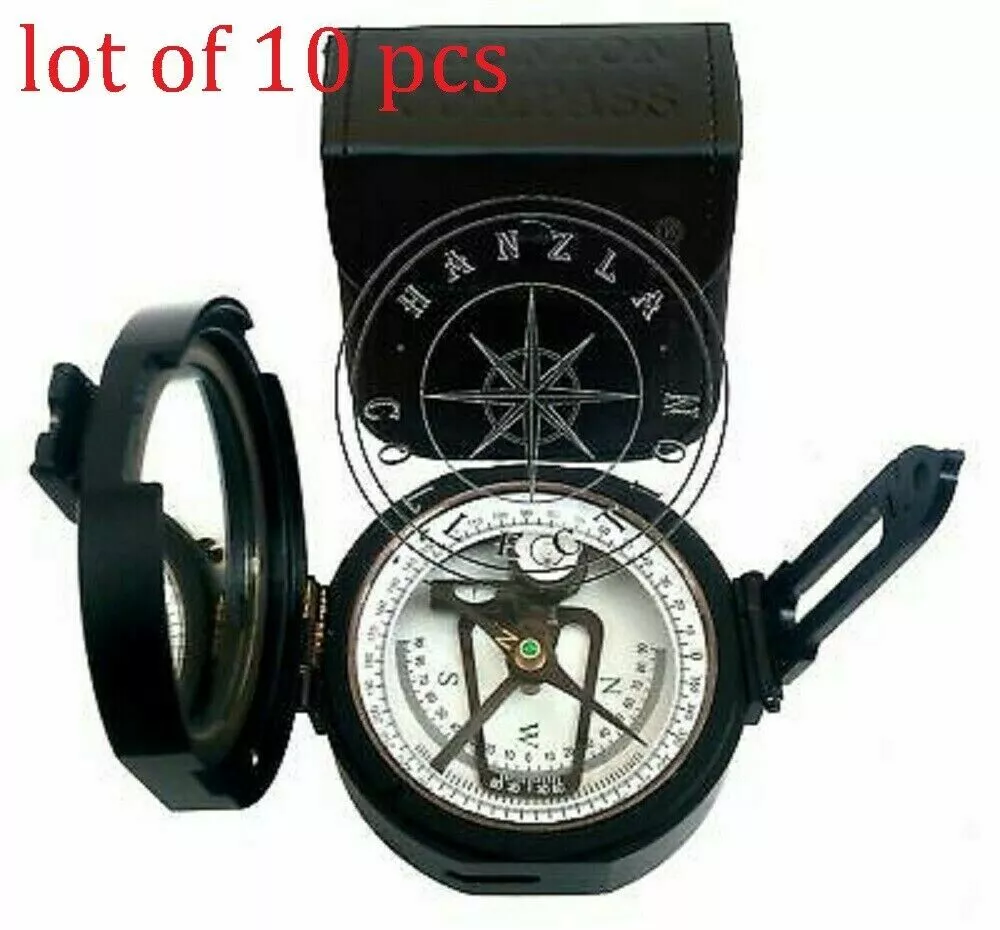 Black Antique Brass Brunton Natural Sines Maritime Compass With Leather ...