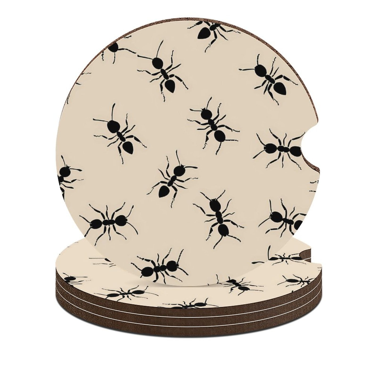 Black Ants Car Coasters for Drinks with A Finger Notch for Easy Removal ...