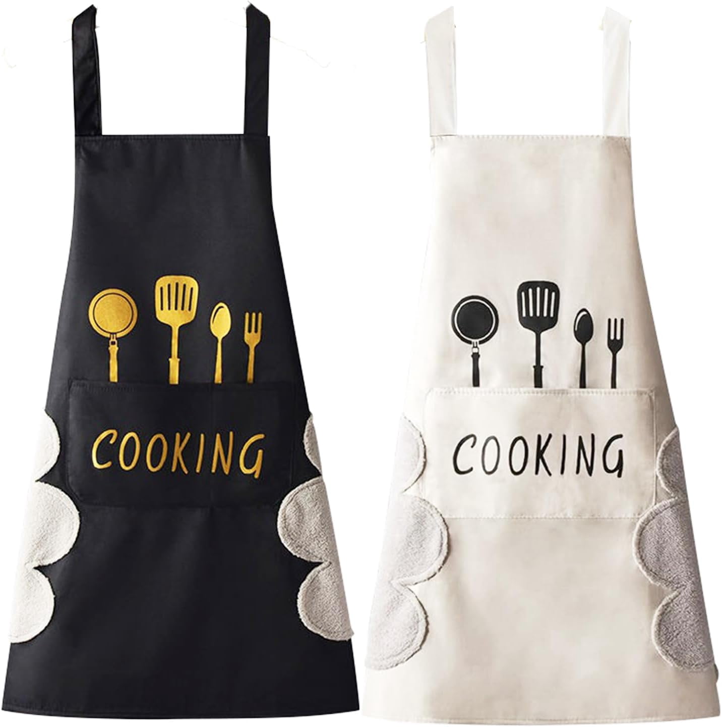 Black Apron with Pockets,Cooking Aprons for Women with Pockets Kitchen ...