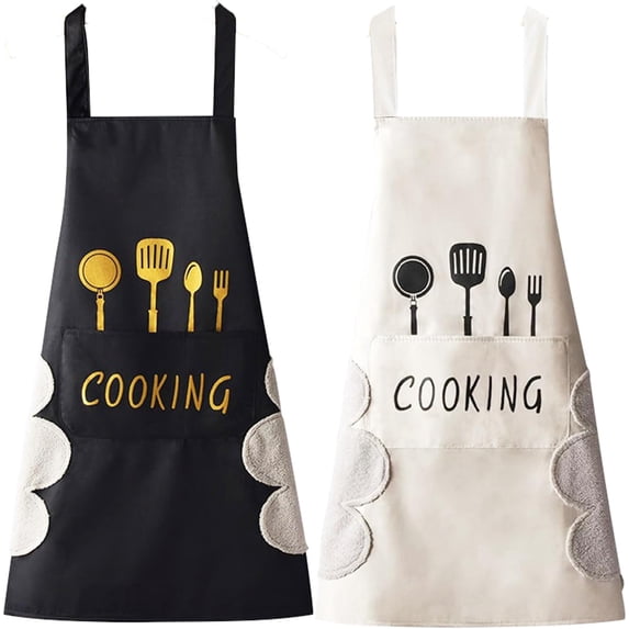Black Apron with Pockets,Cooking Aprons for Women with Pockets Kitchen ...