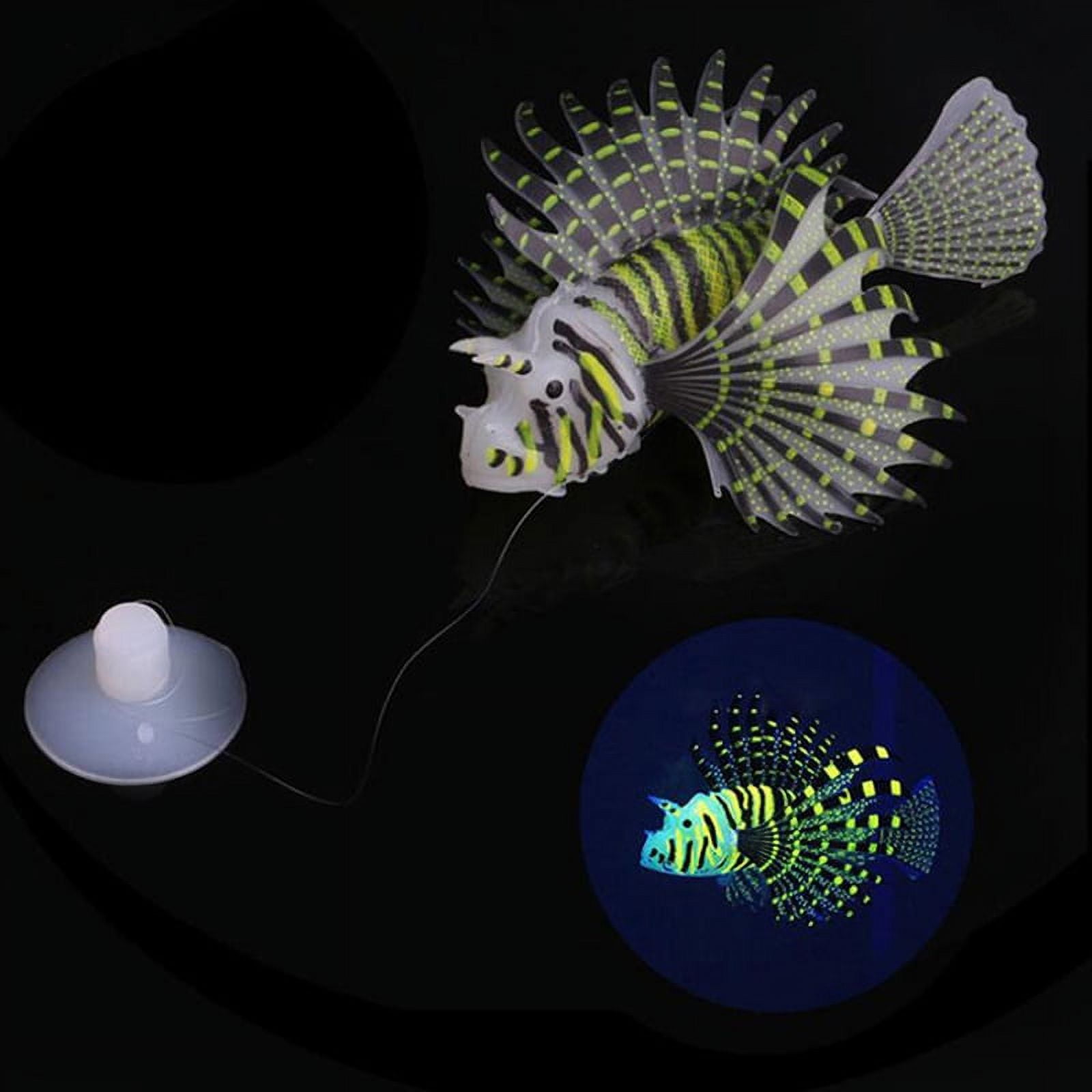 (Black) Aquarium Artificial Luminous Lionfish Silicone Fish Glow In ...