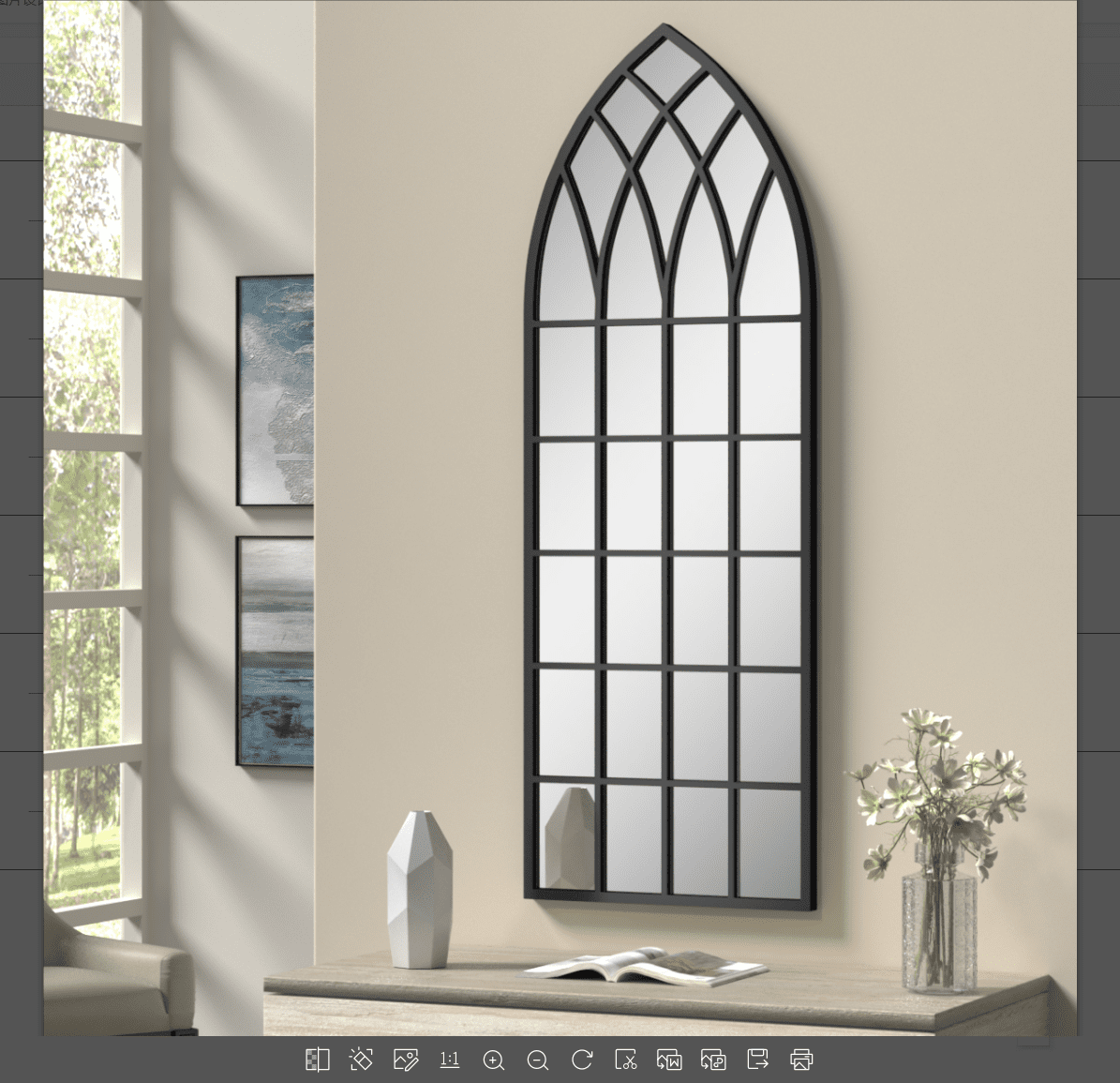 Black Arched Pane Wall Mirror - Large Farmhouse Cathedral Window Mirror ...