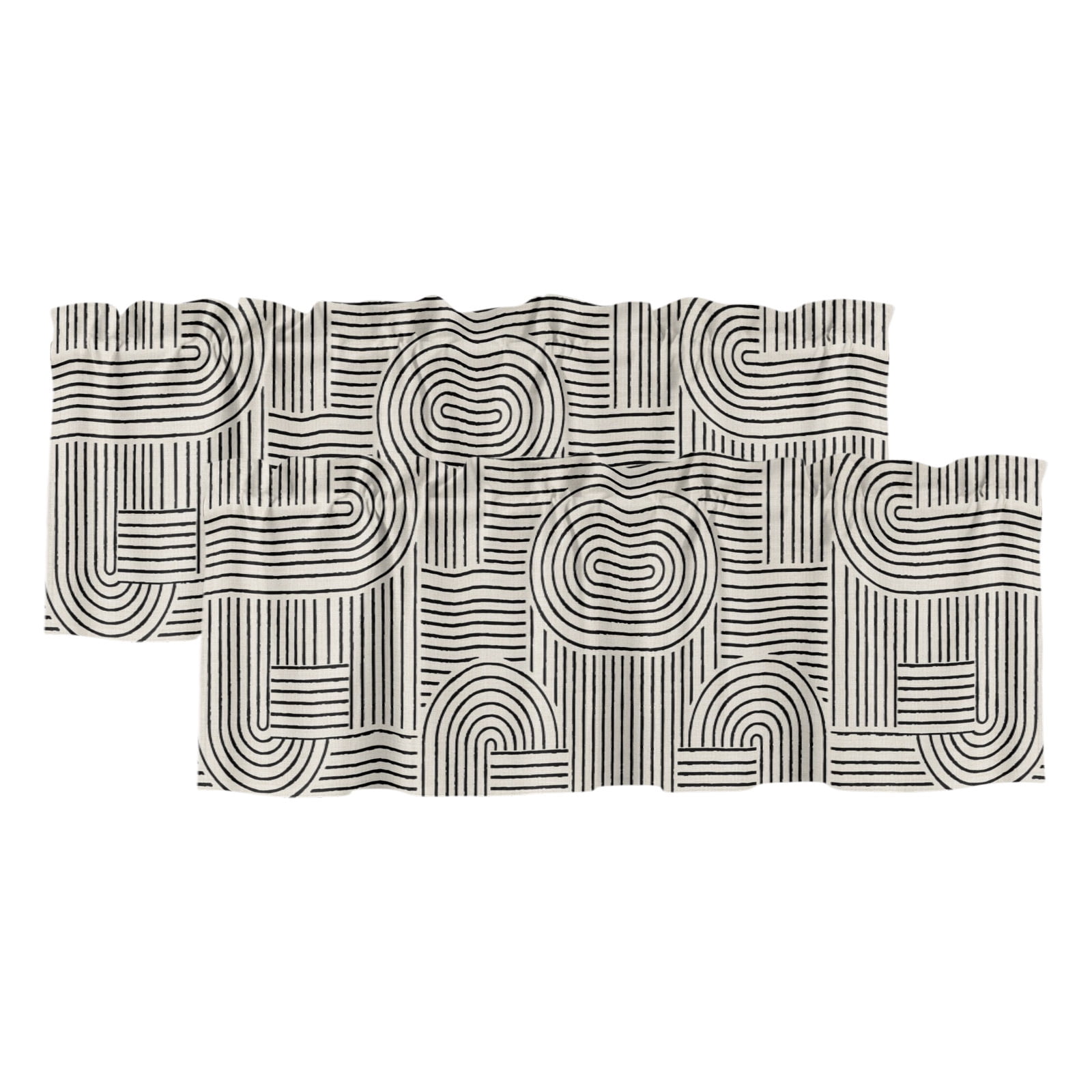 Black Arches 2 Panels Kitchen Valance, Abstract Modern Minimalist ...