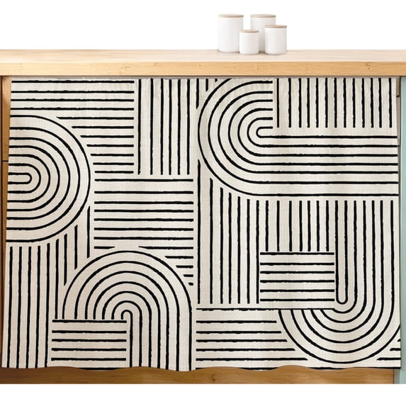 Black Arches Cabinet Curtains 10" W x 11" L, Abstract Modern Minimalist ...