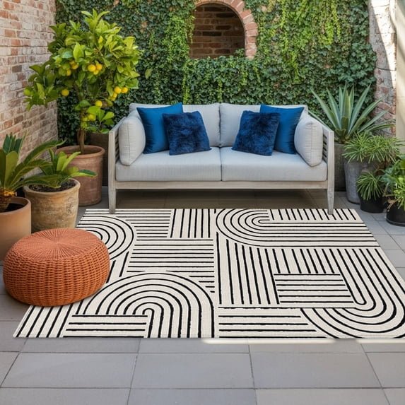 Black Arches Indoor Outdoor Rugs 5x7 Ft, Abstract Modern Minimalist ...