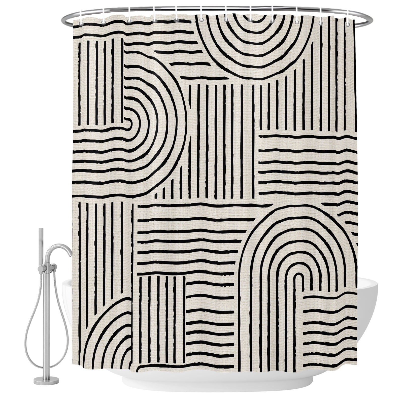 Black Arches Shower Curtain for Bathroom, Abstract Modern Minimalist ...