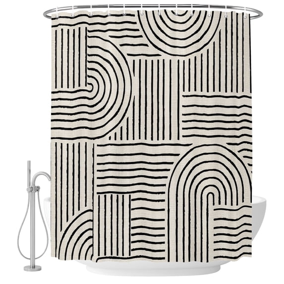 Black Arches Shower Curtain for Bathroom, Abstract Modern Minimalist ...