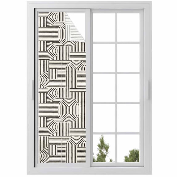 Black Arches Window Privacy Film, Abstract Modern Minimalist Curves ...