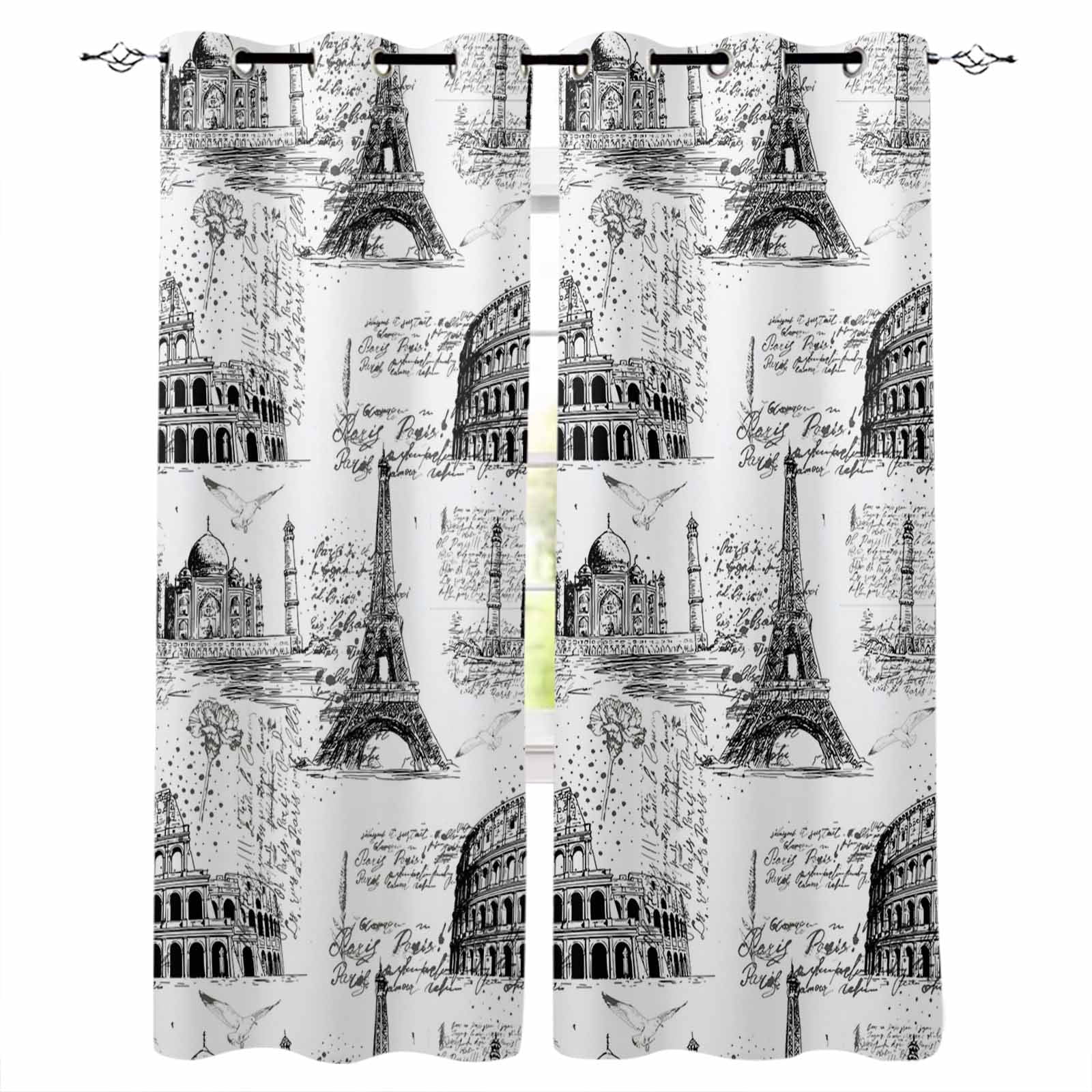 Black Architecture Blackout Curtains for Bedroom/Living Room, Thermal ...