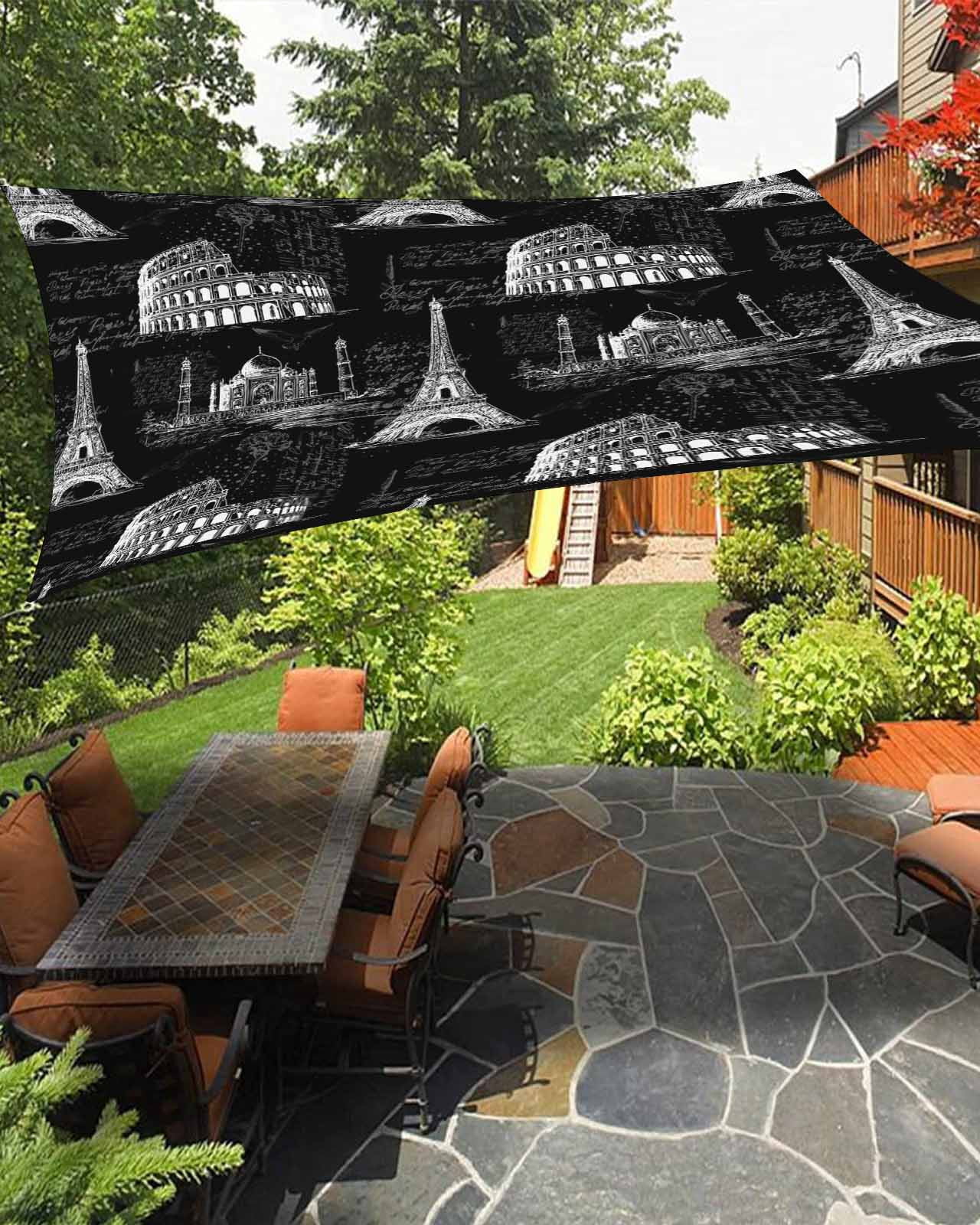 Black Architecture Sun Shade Sail 8'X10' Retro Classic Black White City ...