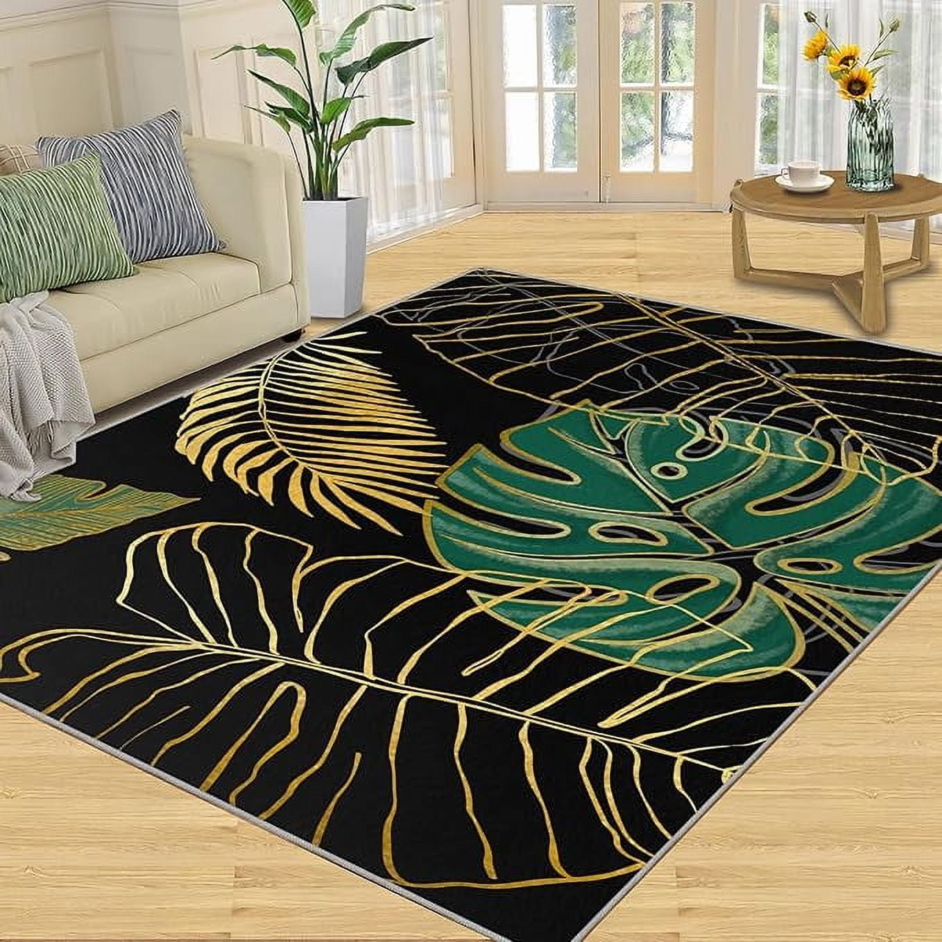 Black Area Rugs, Rugs For Living Room Washable Rugs, Light Luxury ...