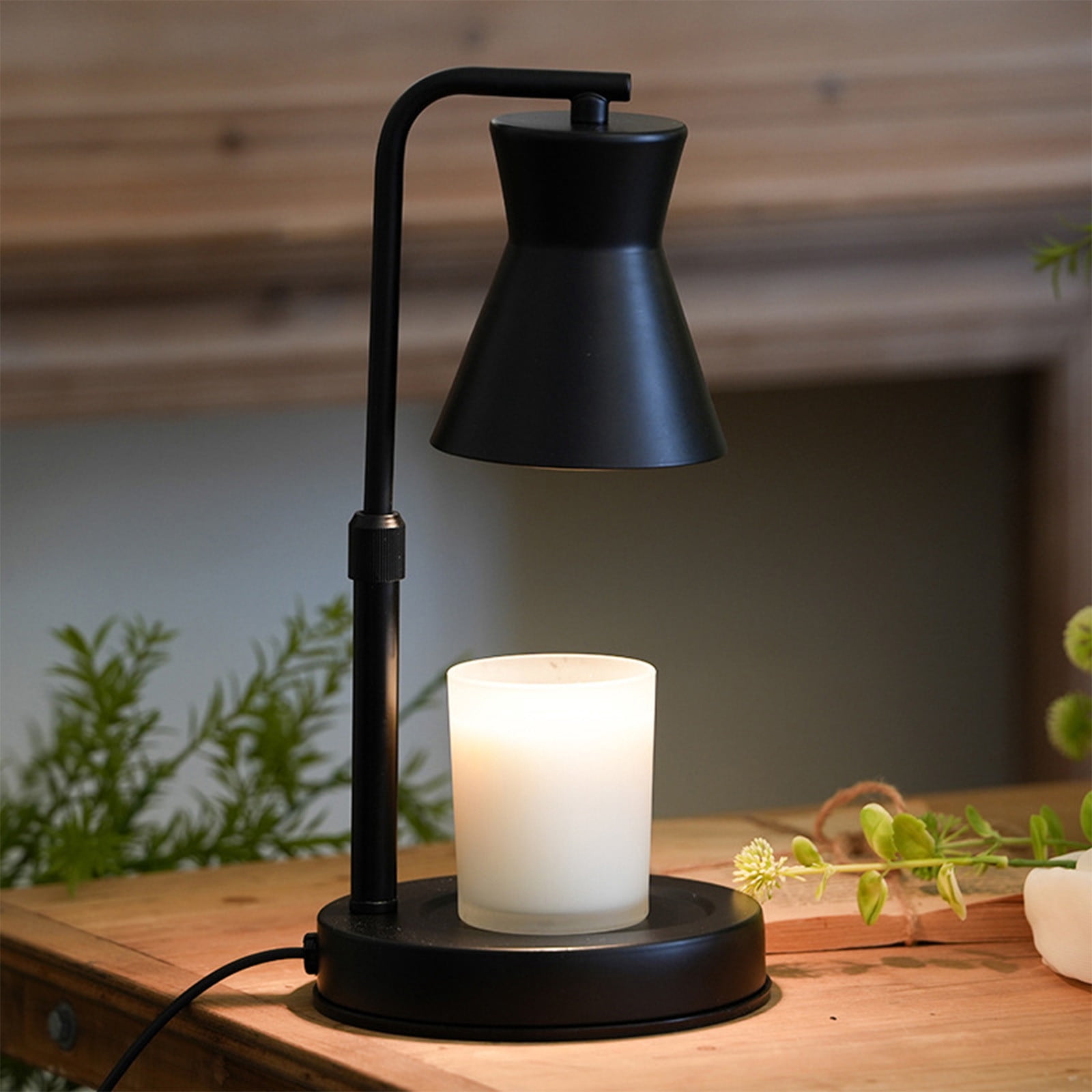 Black Aromatherapy Wax Melting Lamp with Timer Dimmable Candle Warmer ...