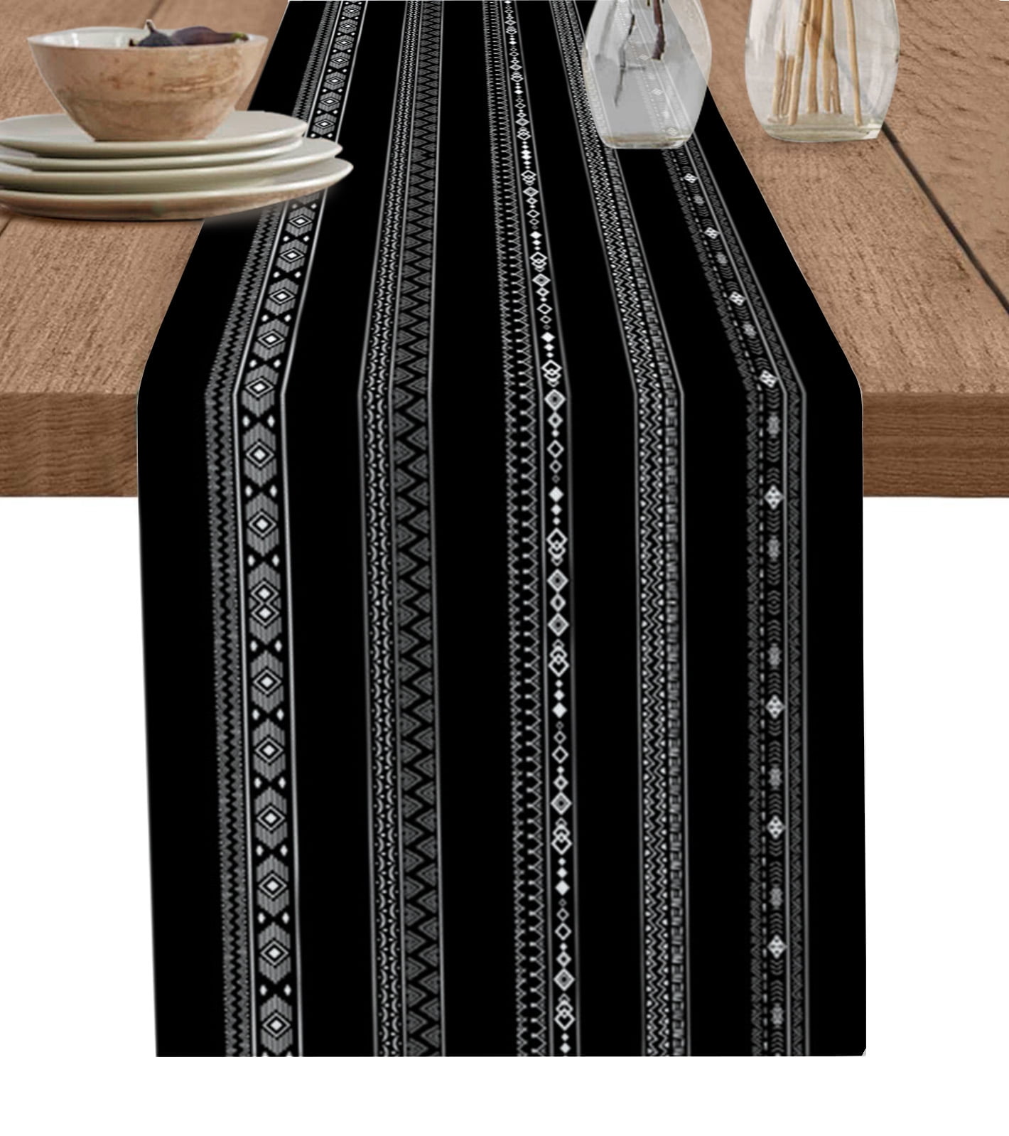 Black Arrow Stripes Texture Table Runner Wedding Holiday Party Dining ...