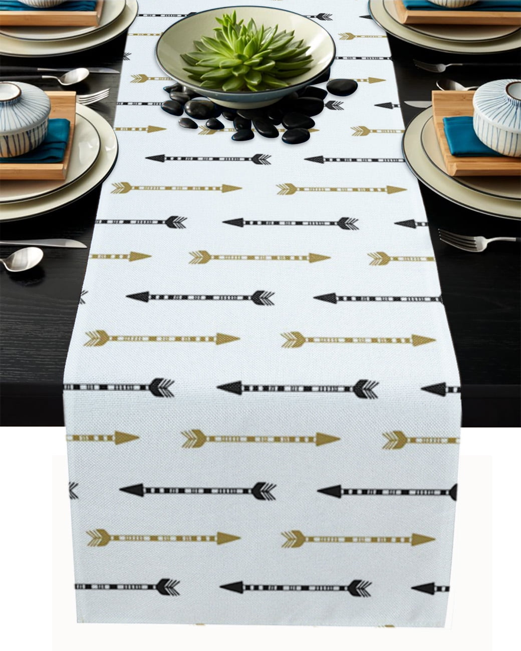 Black Arrow Stripes Texture Table Runner Wedding Holiday Party Dining ...